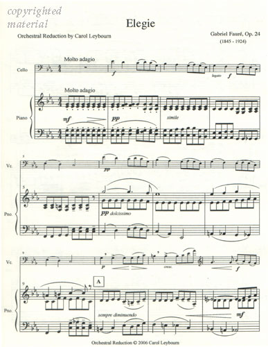 Simplified Piano Score for Faure - Elegie, Opus 24
